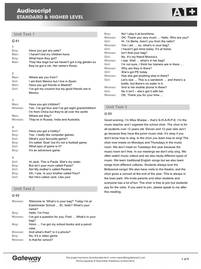 A1+ English Unit Test Overview | PDF | Thomas Edison