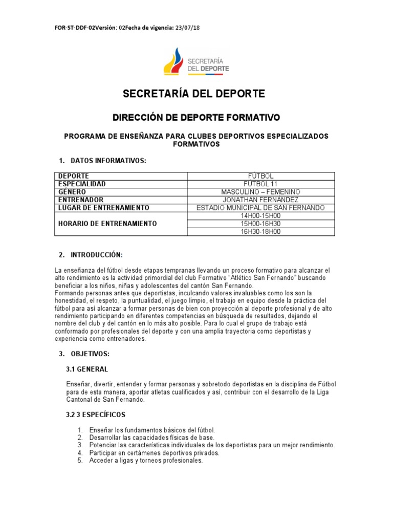 FUTBOL-PROGRAMA-DE-ENSE - ANZA - Docx Filename UTF-8''FUTBOL-PROGRAMA-DE-ENSEÑANZA | PDF ...