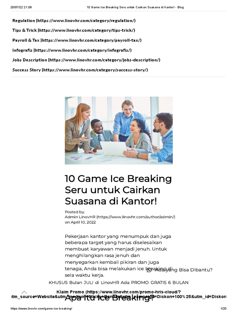 10 Game Ice Breaking Seru Untuk Cairkan Suasana Di Kantor! - Blog | PDF
