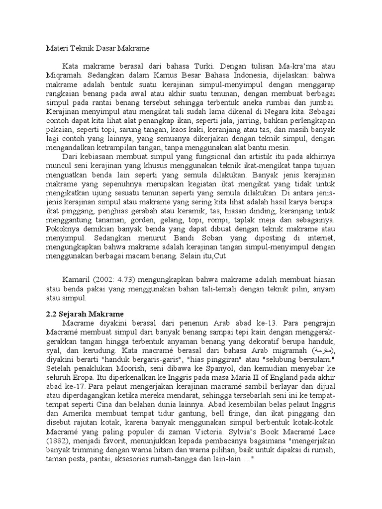 Teknik Dasar dan Simpul Makrame | PDF | Gaya Hidup
