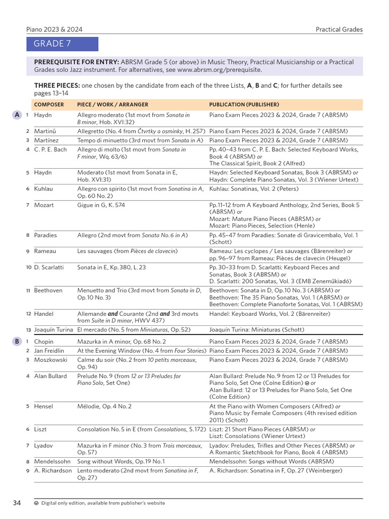 Grade 7: B Minor, Hob. XVI:32) | PDF | Scale (Music) | Test (Assessment)