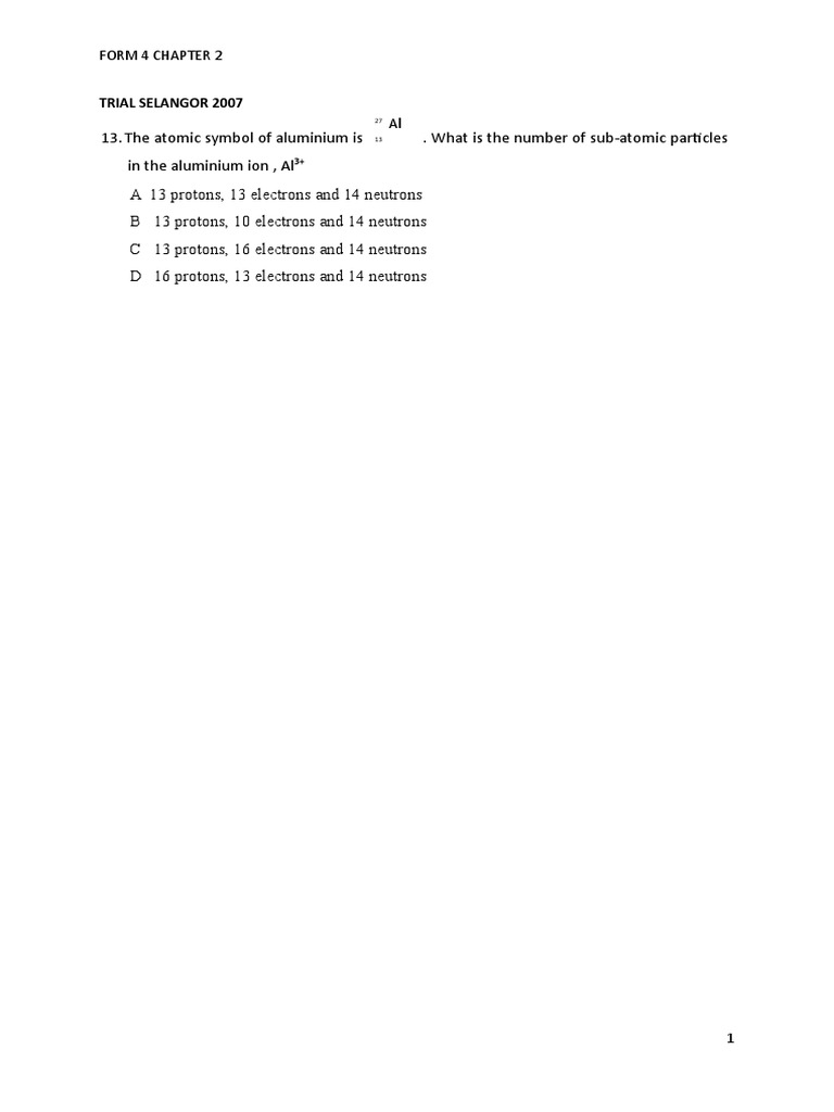 Form 4 Chapter 2 Paper 1 | PDF | Atomic Nucleus | Atoms