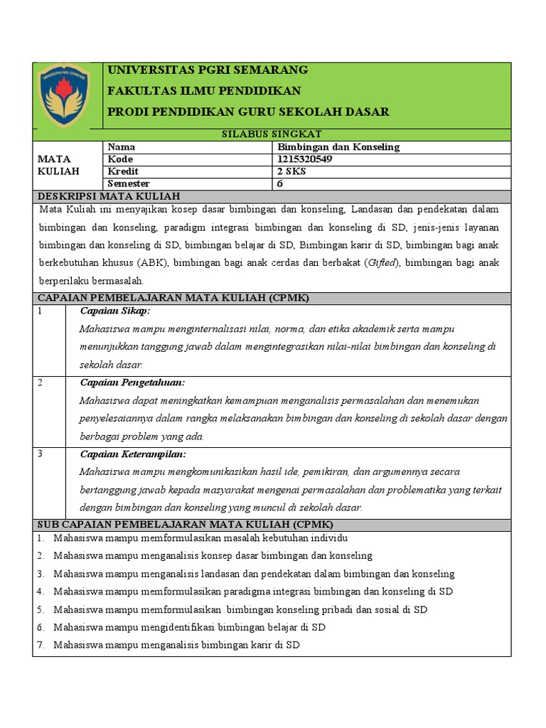 2 Silabus BK - 2022 | PDF | Karier & Perkembangan