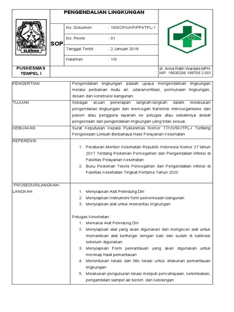 Sop Pengendalian Lingkungan | PDF | Sains & Matematika