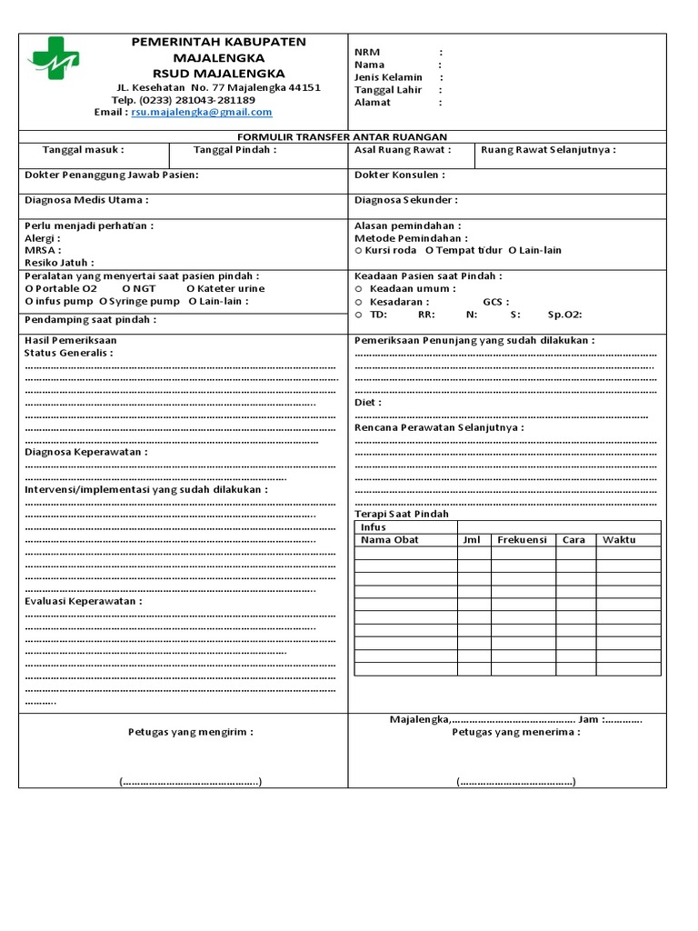 Form Transfer Pasien | PDF
