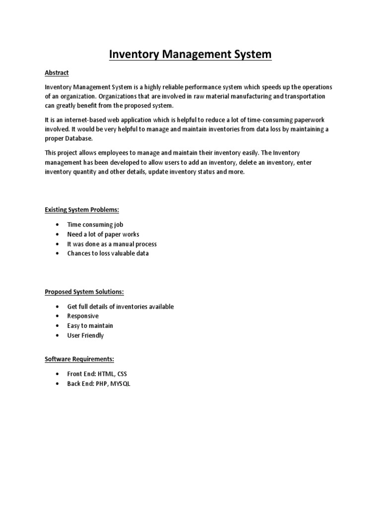 Inventory Management System | PDF