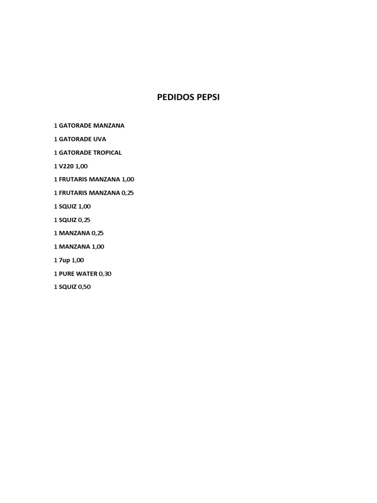 Pedidos Pepsi | PDF