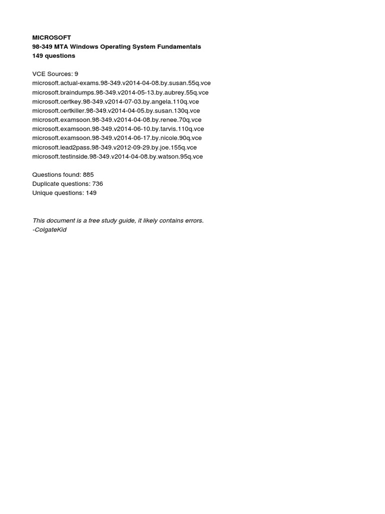 98-349 MTA Windows Operating System Fundamentals | PDF | Usb | Windows 7