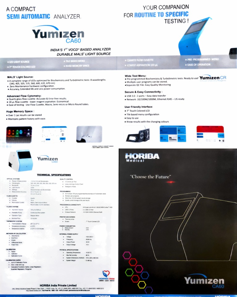 Yumizen: Semi Automatic Analyzer | PDF | Calibration | Light Emitting Diode