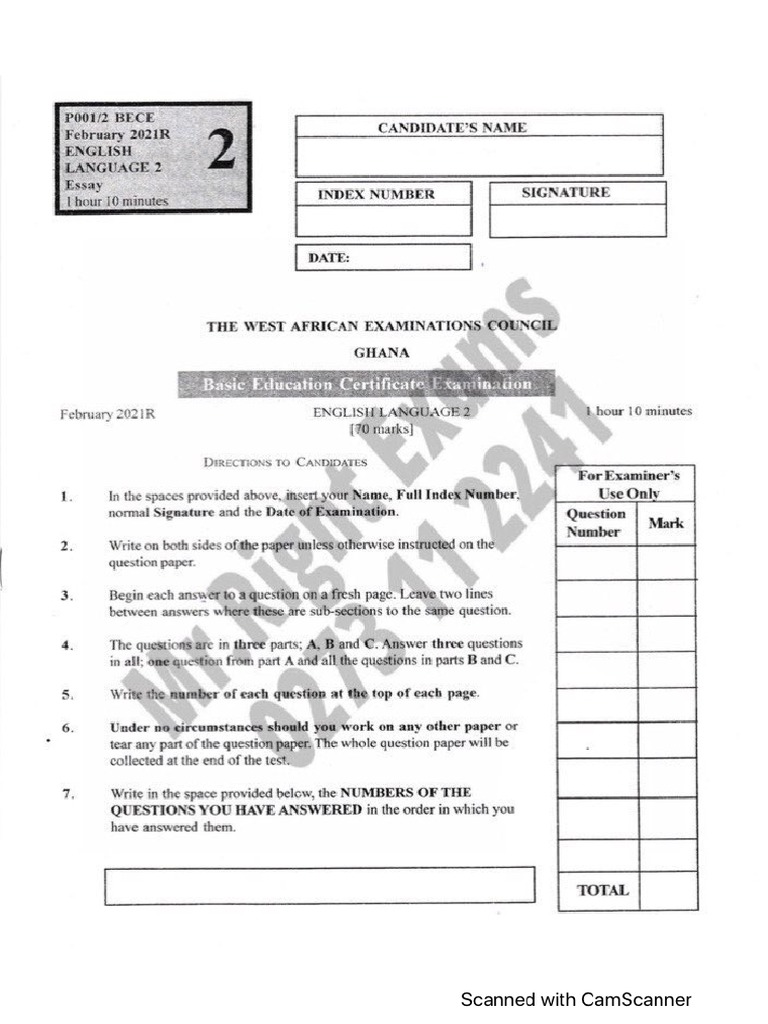 Bece 2021 English Private | PDF