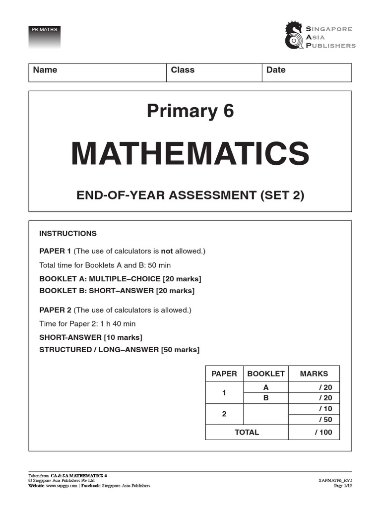 P6MATHS - End of Year Set 2 | PDF