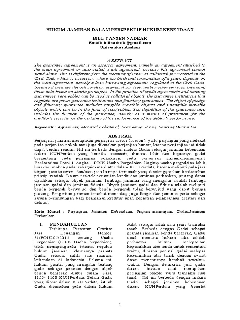 Bill Yansen Nadeak (Journal Hukum Perdata) | PDF