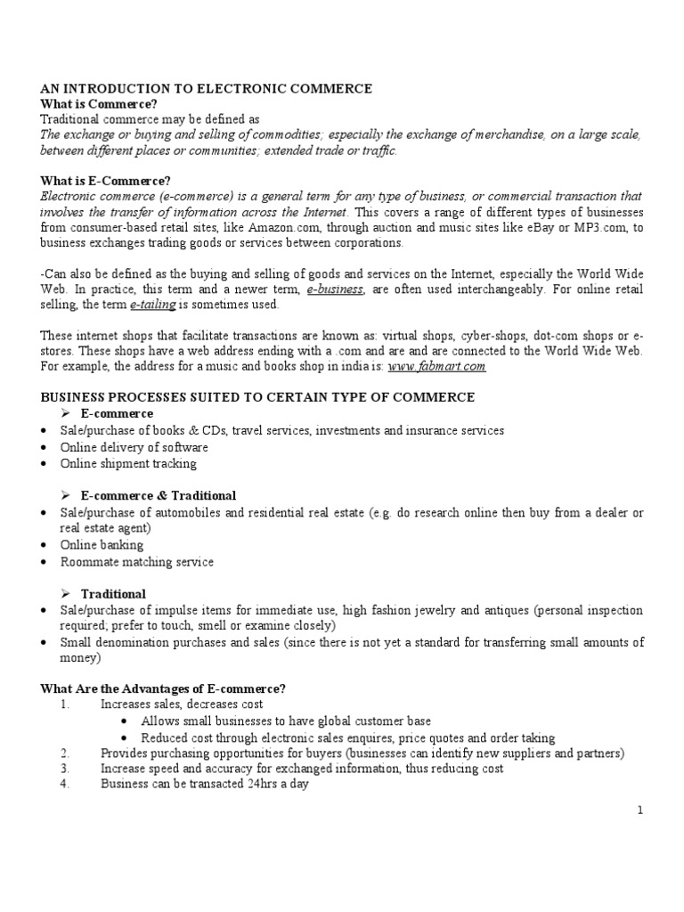 Introduction To E-Commerce | PDF | E Commerce | E Government