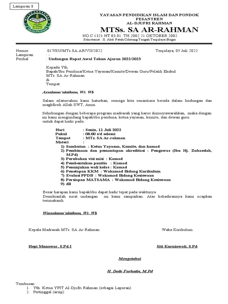 Undangan Rapat Awal Tahun Pdf