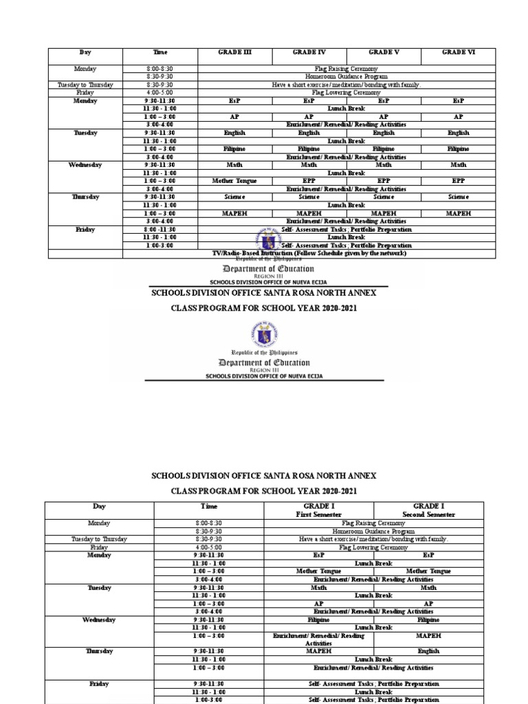 Class-Program-for-SY-2020-2021 | PDF | Educational Organizations ...