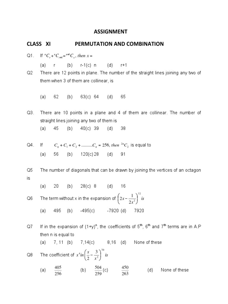 Assignment: X Then C C C | PDF | Combinatorics | Mathematics