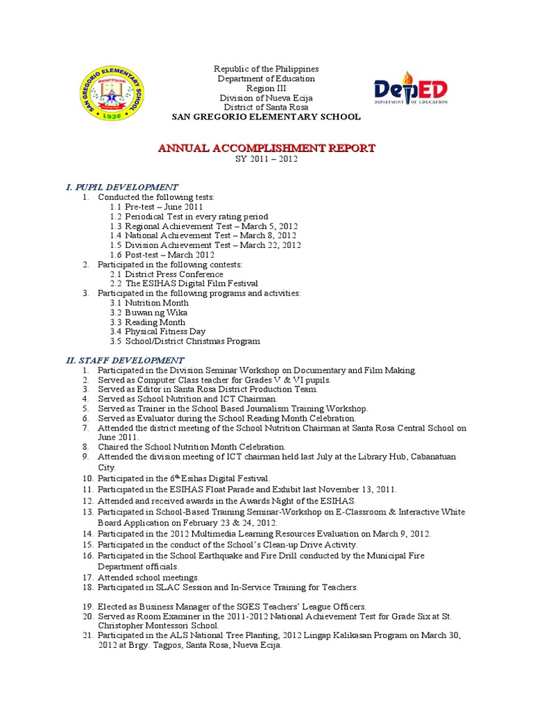 Annual Accomplishment Report | PDF | Educational Technology | Learning