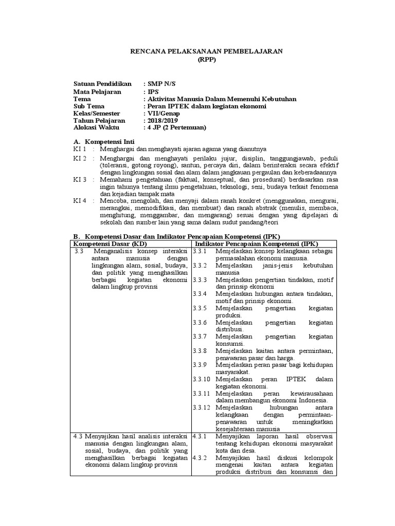 Rpp Bab 3 Sub Tema 4 Pdf