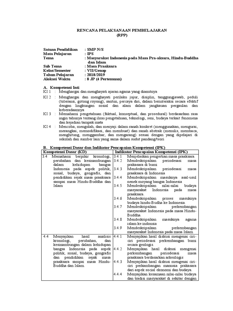 RPP Bab 4 Sub Tema 1 | PDF