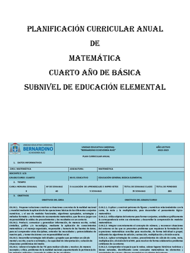 Pca Matematica Cuarto A-B-C | PDF | Números | División (Matemáticas)