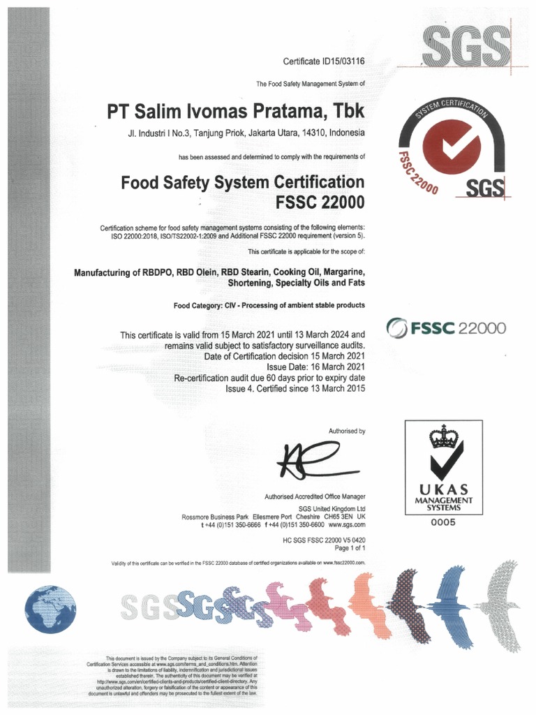 FSSC 22000 Certificate | PDF