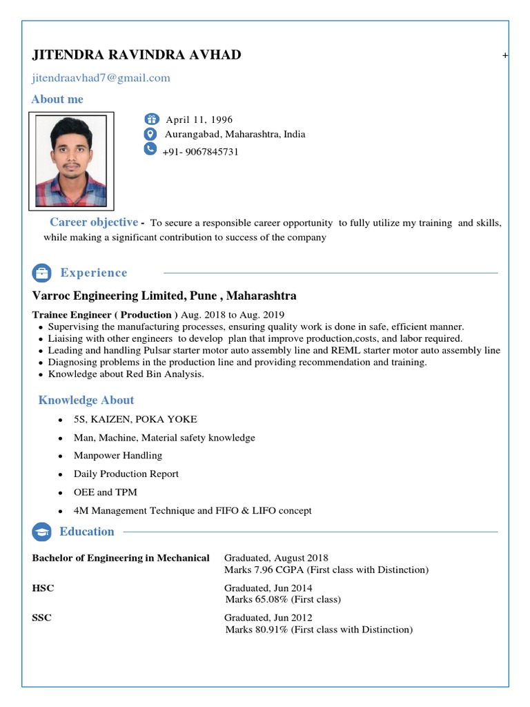 Jitendra Ravindra Avhad: About Me | Download Free PDF | Engineering