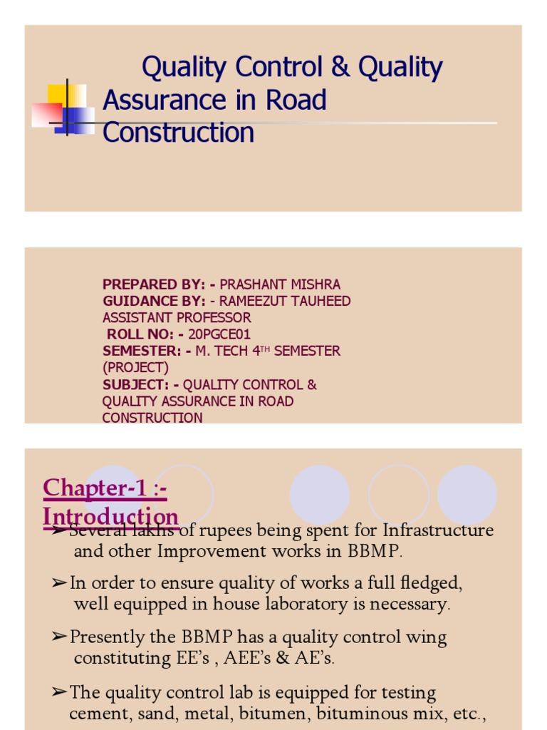 Quality Control & Quality Assurance in National Highways | PDF ...