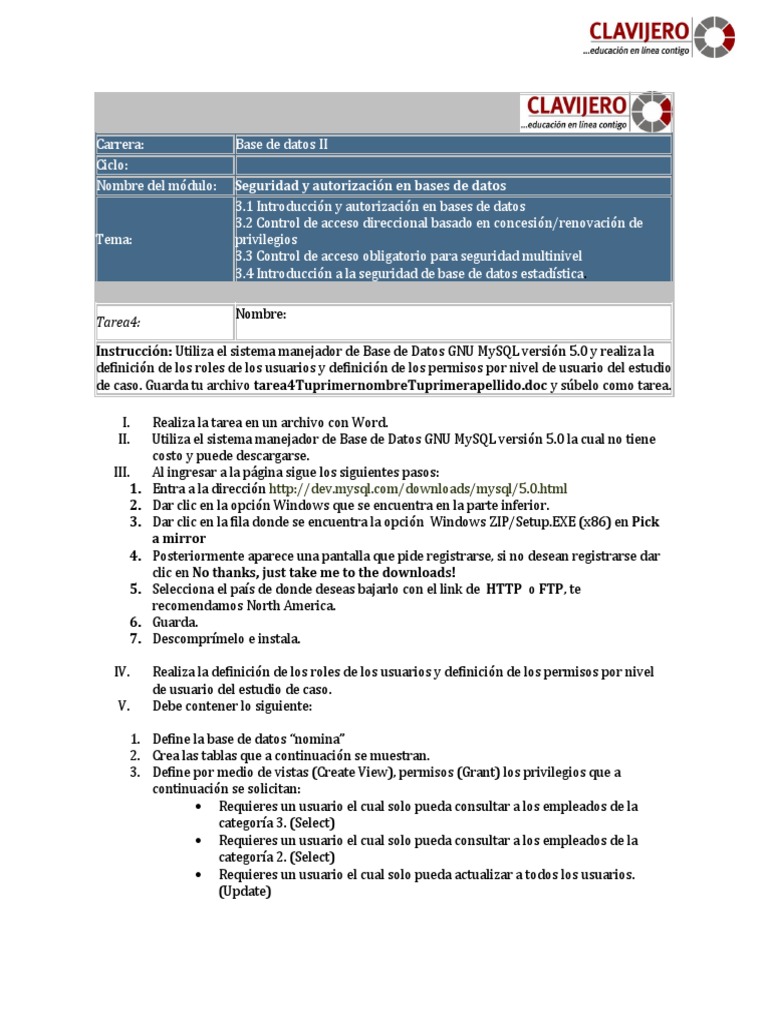 Tarea 2 Bases de Datos | PDF | SQL | Software de gestión de datos