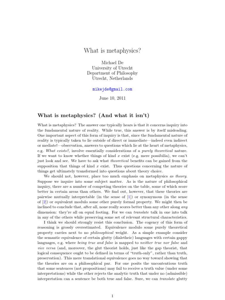 Understanding Metaphysics and Possibility | PDF | Theory | Metaphysics