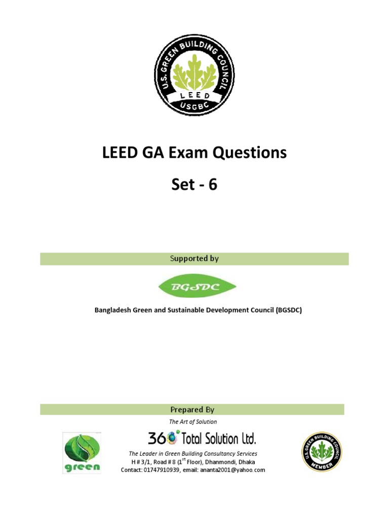 LEED GA Exam Questions Set 6 | PDF | Leadership In Energy And ...