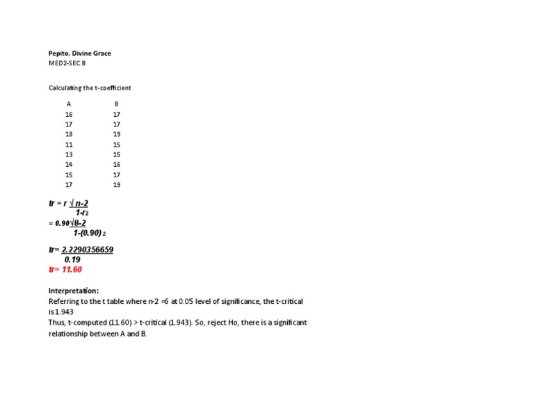 Calculating The T Coefficient | PDF