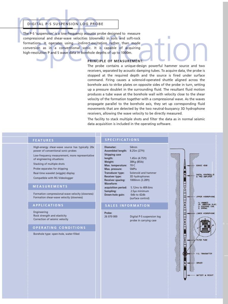 Digital P-S Suspension Log Probe Specs | PDF