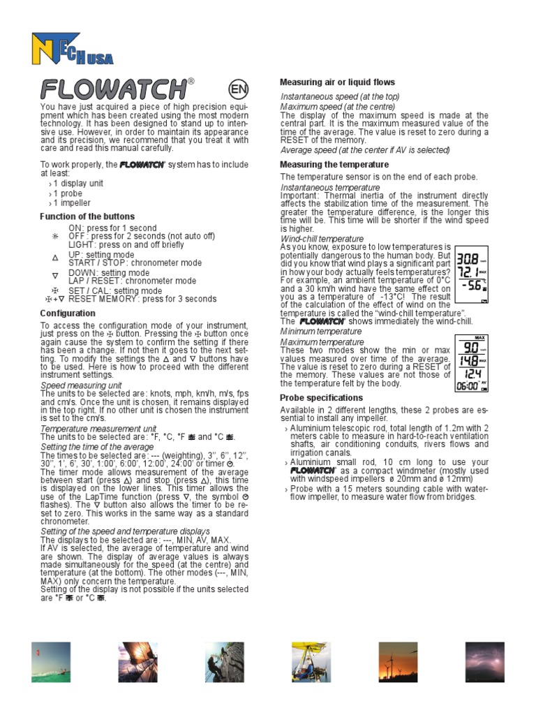 JDC FLOWATCH Open Channel Flow Meter Manual | PDF | Temperature | Metrology