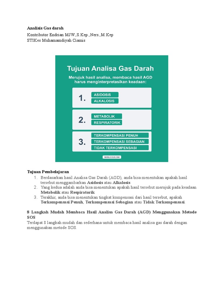 Panduan Analisis Gas Darah Metode SOS | PDF | Sains & Matematika