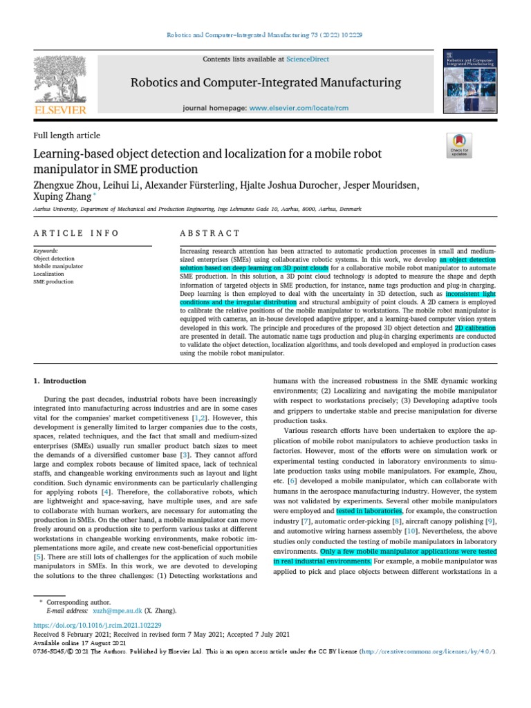 2022RCIM-Learning-based Object Detection and Localization For A Mobile Robotmanipulator in SME ...