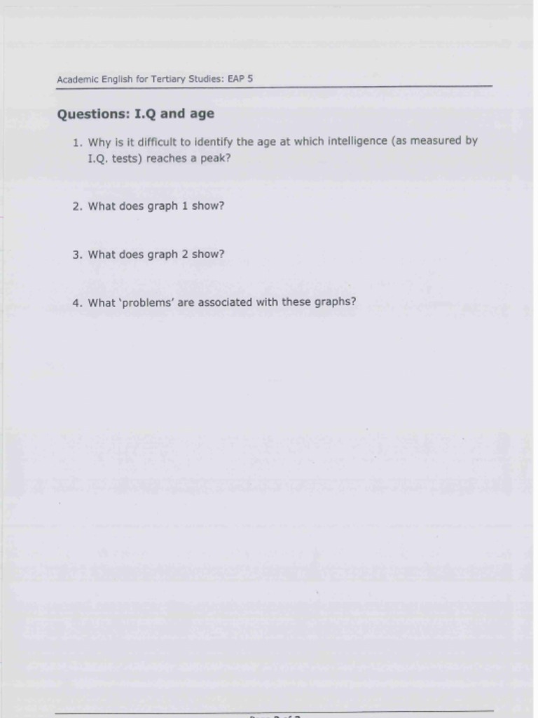 EAP5 Week 9 Wed F5 - Reading IQ & Age - No Answers | PDF