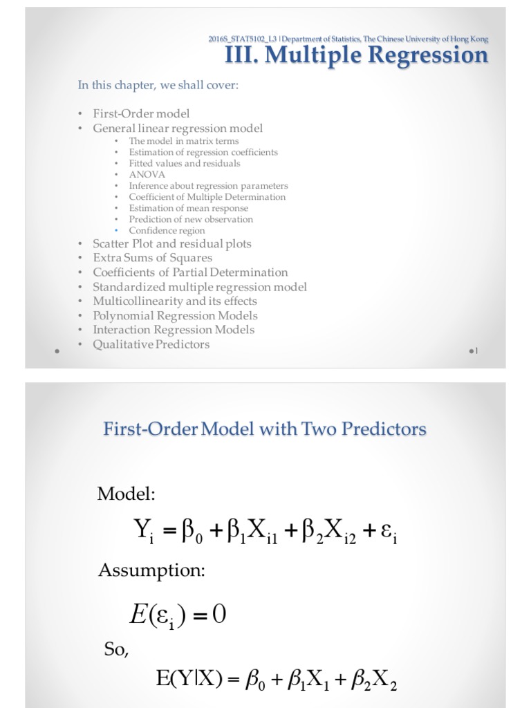 CUHK STAT5102 Ch3 | PDF | Errors And Residuals | Coefficient Of Determination