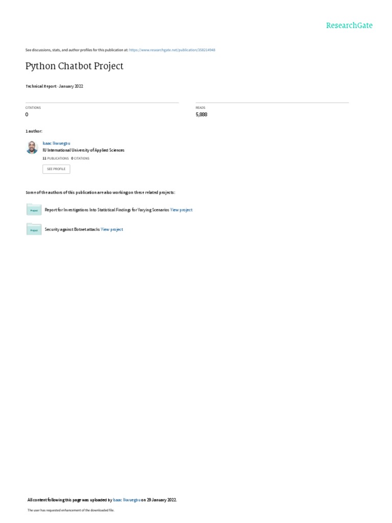 Python Chatbot Project: January 2022 | Download Free PDF | Graphical ...