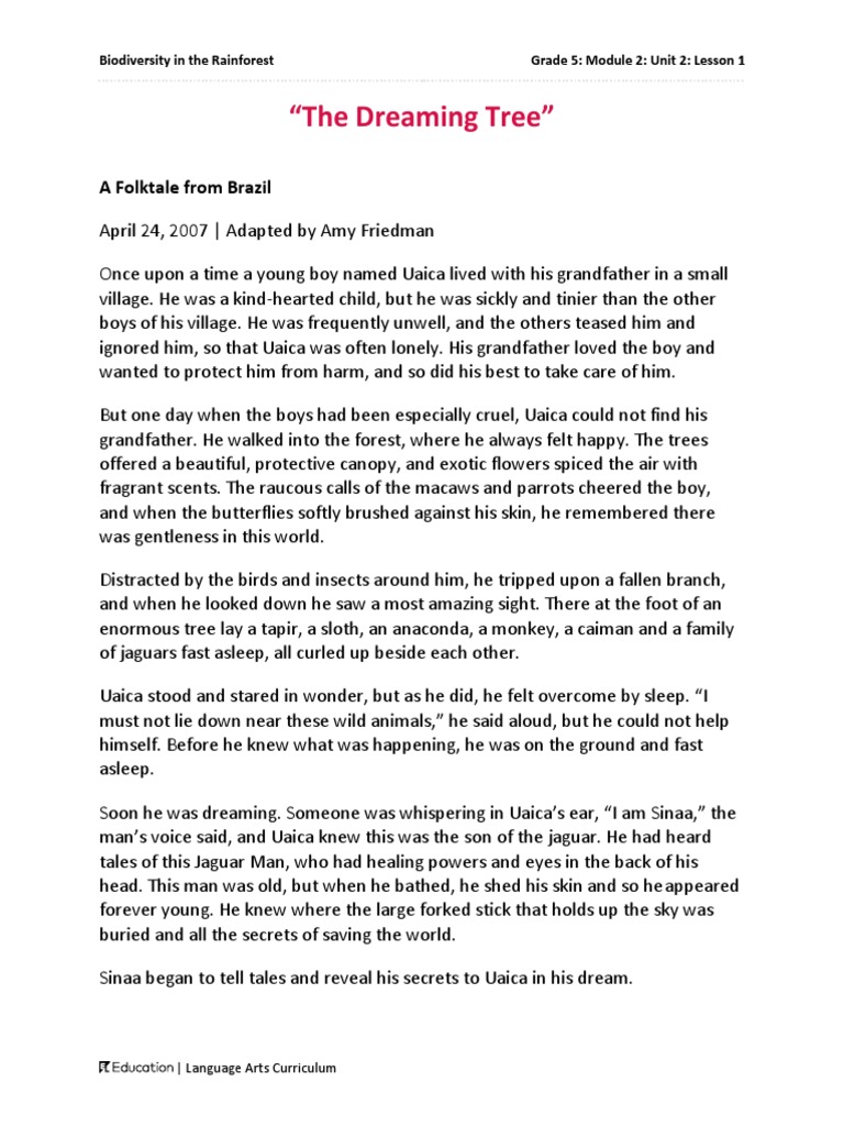 "The Dreaming Tree": A Folktale From Brazil | PDF