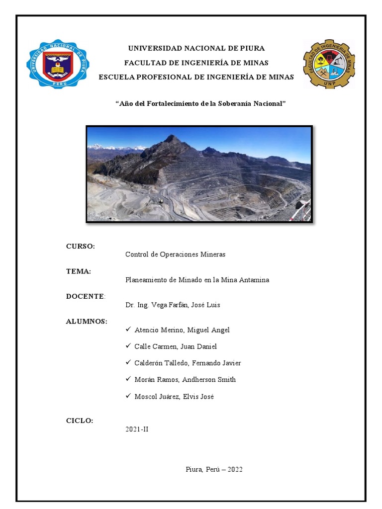 Plan de Minado de Antamina | PDF | Minería | Cobre