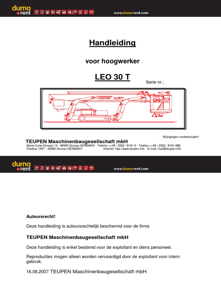 Handleiding: Voor Hoogwerker | PDF