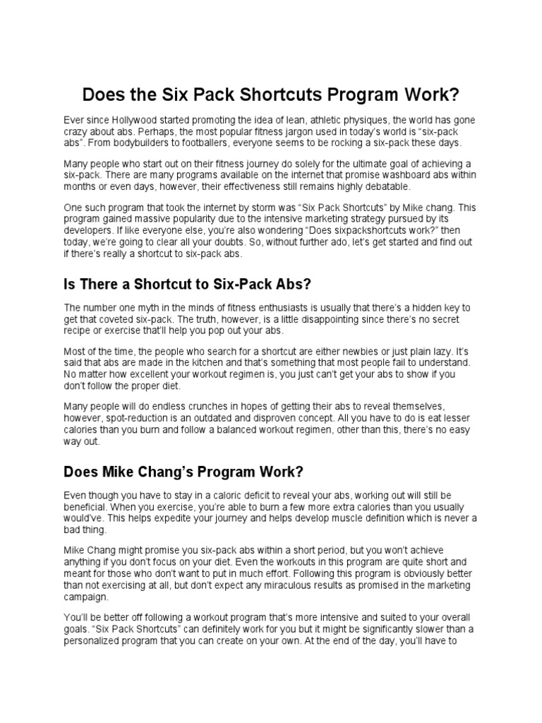 Does The Six Pack Shortcuts Program Work | PDF | Dieting