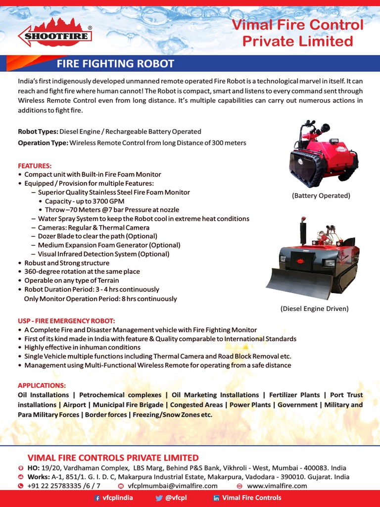 Fire Fighting Robot Leaflet | PDF | Robot | Robotics