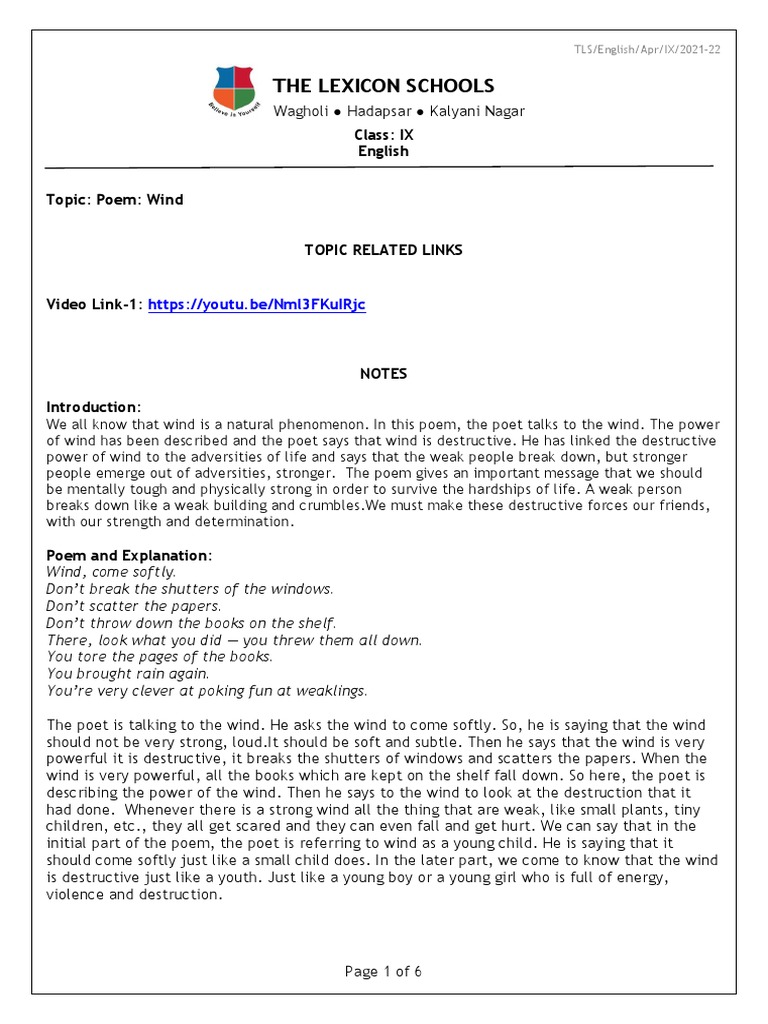 05 - TLS - Cl-IX - ENG - Wind - Notes-Wksht - 12-Apr-2021 | PDF ...