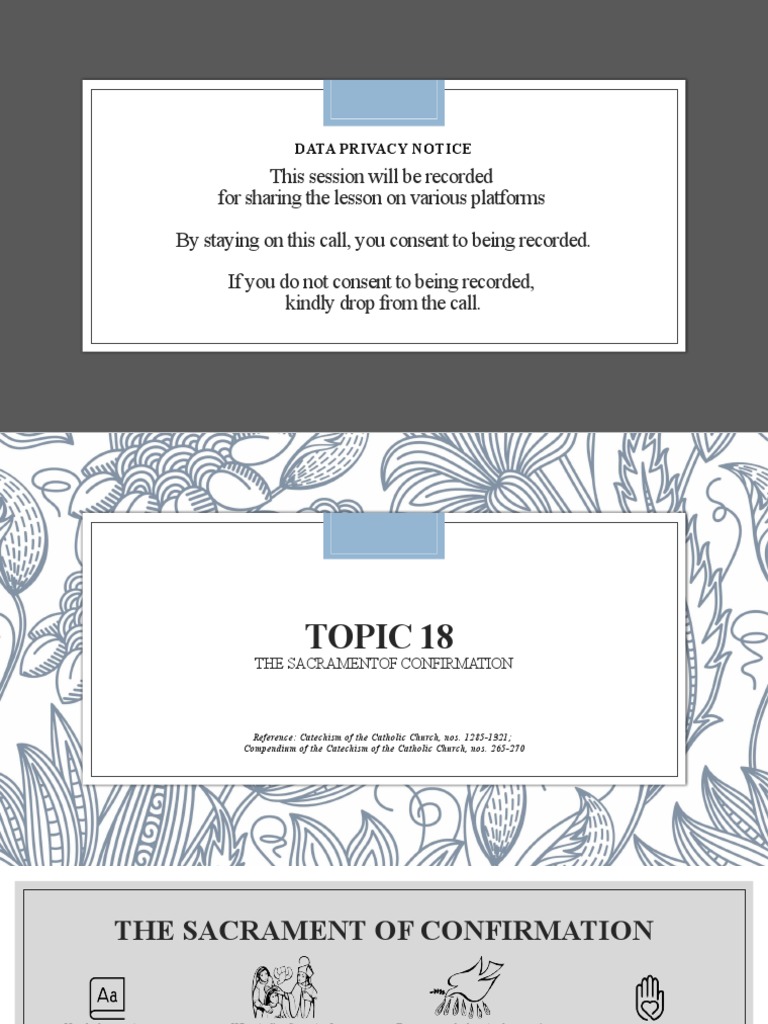 Topic 18 The Sacrament of Confirmation | PDF | Confirmation | Baptism