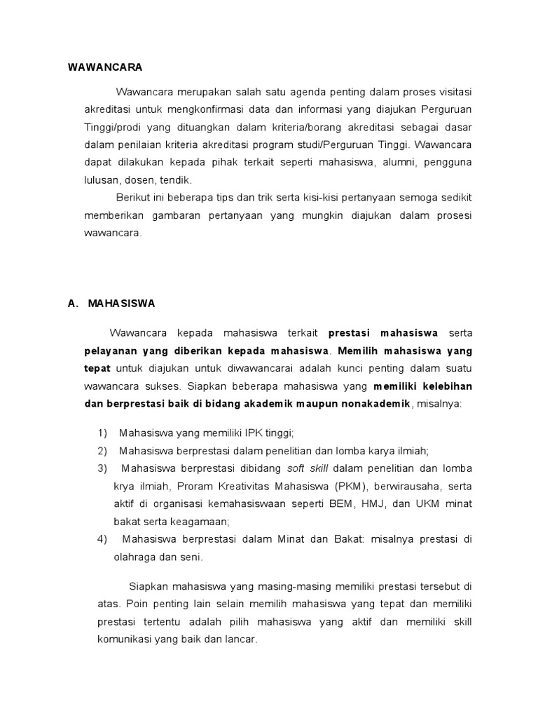 Tips Wawancara Akreditasi | PDF | Karier & Perkembangan