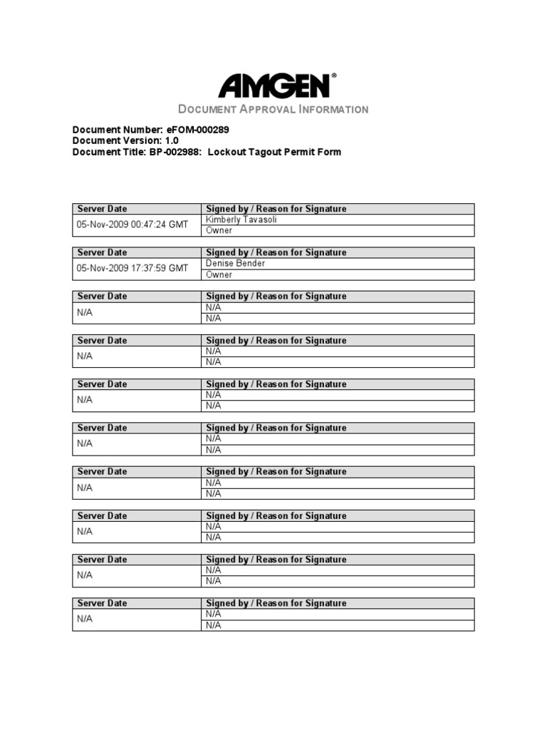 LOTO FORM | Technology & Engineering | Business