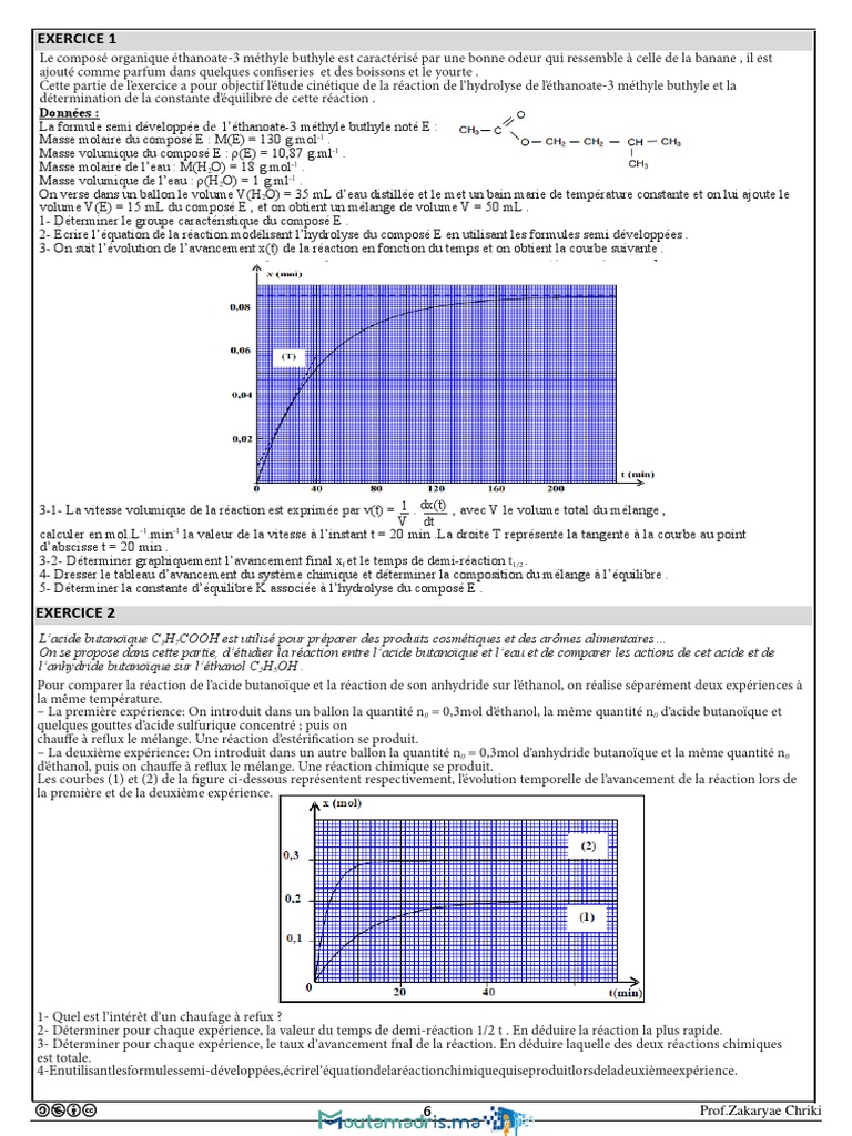 Exercices PC 2bac Science International FR 22 2 | PDF | Équilibre chimique | Éthanol