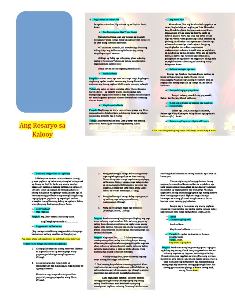 Ang Rosaryo Sa Kalooy Leaflet | PDF
