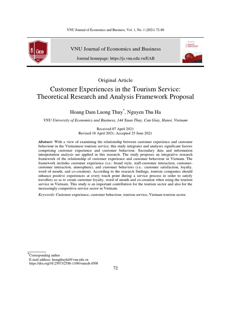 Customer Experiences in The Tourism Service: Theoretical Research and ...